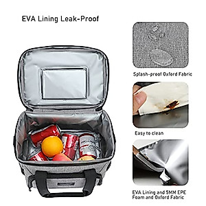 DENUONISS Insulated Lunch Bag for Women/Men Foldable Soft Lunch Cooler Bag Tote Adult Lunch Box Bag Frozen Lunch Bags Thermal Bento Bag for Work Travel Beach Camping,(12L) 16-Can, Gray