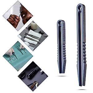 2 Pieces Mini Titanium Tweezers Portable Titanium Alloy Tweezers EDC Tweezers Survival Pick Up Tweezers Camping Outdoor Gadget Travel Mini Tool Large and Small Sizes Tweezers (Blue)