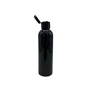 Natural Farms 4 oz Black Cosmo Plastic Bottles -12 Pack Empty Bottle Refillable - BPA Free - Essential Oils - Aromatherapy | Black Flip Top Snap Cap - Made in the USA