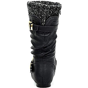 DREAM PAIRS Girl's Faux Fur Lined Knee High Winter Riding Boots(Toddler/Little Kid/Big Kid),Size 2 Little Kid,Black,KLOUCH