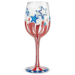 Enesco Designs by Lolita Land of The Free Artisan Wine Glass, 1 Count (Pack of 1), Multicolor