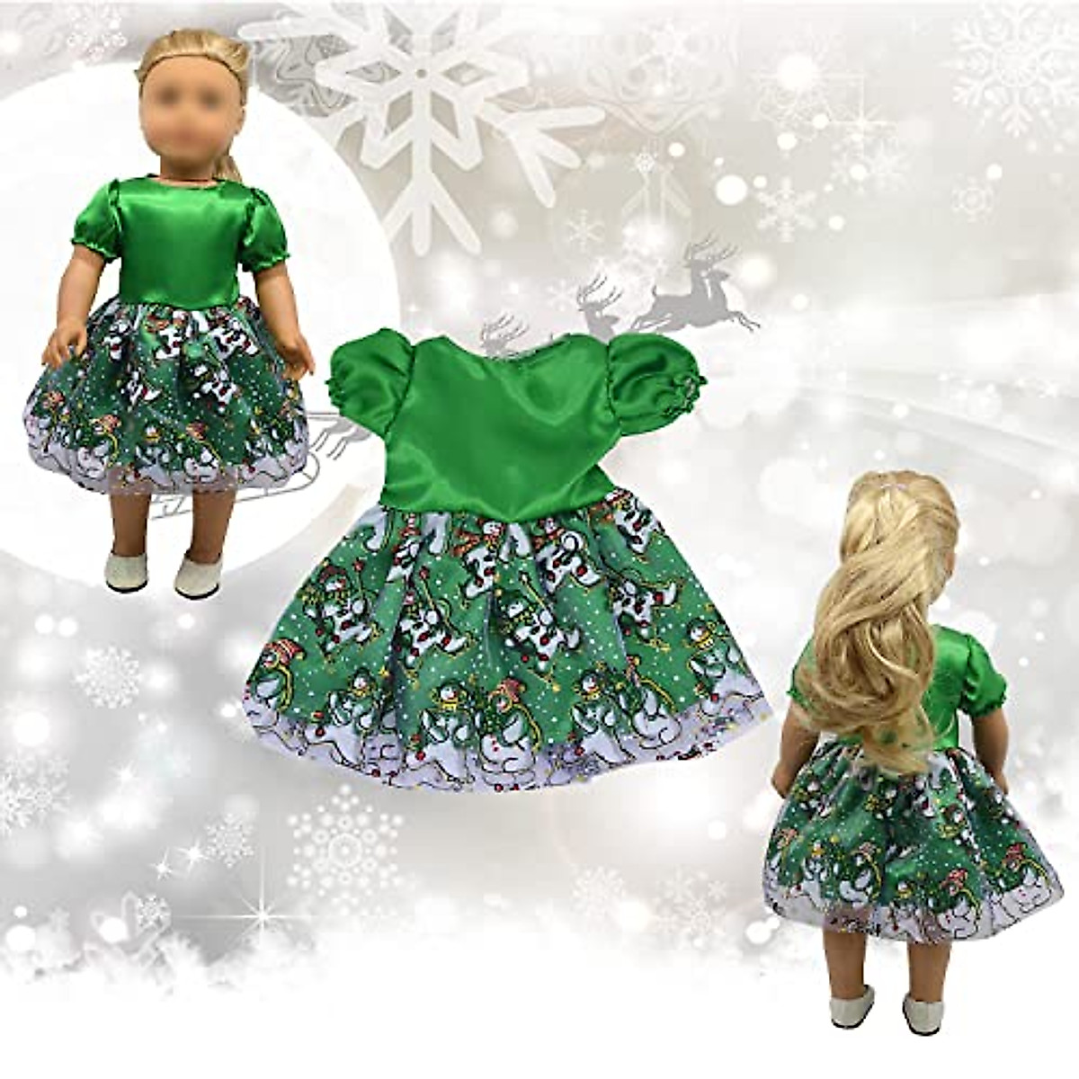 Dciki Christmas Doll Dress Clothes,Handmade Outfits Accessories Include Elk Antlers and Hat for 18 Inch American Doll Girls,Christmas Birthday Gift for Kids. (18 Inch-4set)