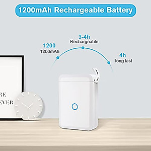 Label Maker, D110 Portable Wireless Connection Bluetooth Mini Label Printer with Tape, Multiple Templates Available for Phone Pad Office Home USB Rechargeable, White