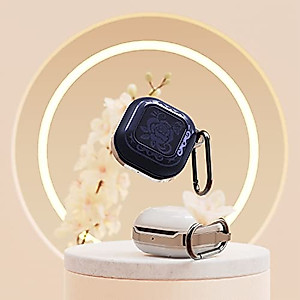 ATIMIRA TPU Rose Carving Case with Buckle Compatible with Galaxy Buds FE Case 2023 Galaxy Buds 2 Pro Case 2022/ Galaxy Buds 2 Case 2021/ Galaxy Buds Pro Case 2021/ Buds Live Case 2020,Black-Purple