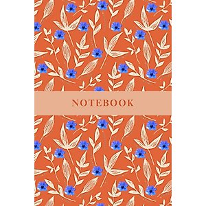 Coral Leaf Patterned, Lined Notebook | 6 x 9": Cream Paper | 120 pages
