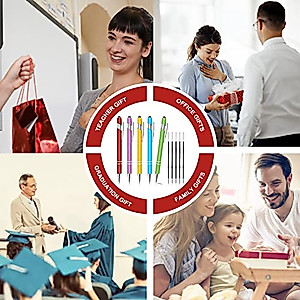 TIESOME5 Pieces Ballpoint Pen with Stylus Tip, Retractable 2 in 1 Stylus Pens Stylish Pen with 10 Refills, Metal Stylus Pen for Touch Screens, 1.0 mm Black Ink Ball Point Pens (Multicolor)