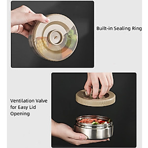 Thermos for Hot Food, 2 Tier Soup Thermos Container, Food Thermos, 304 Stainless Steel Vacuum Insulated Thermal Bento Lunchbox for Office School Camping Picnic Outdoors, 1500ml-Red