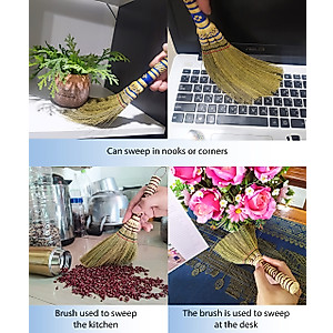 Small Corn Wisk Brush Broom 11 Inch Indoor Heavy Duty Multi Surface Hard & Soft Floor Home Office Cleaning Tool Supplies 100% Handmade for Household Sweeping Indoor Outdoor (staw Soft Broom)