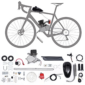 Upgraded 100cc Bicycle Engine, 2 Stroke Motorized Bike Motor Conversion Kit CDI Air-Cooling Petrol Gas Fit for 26"-28" Bikes with V-Frame, Super Fuel-efficient Air-Cooling Modified Full Set
