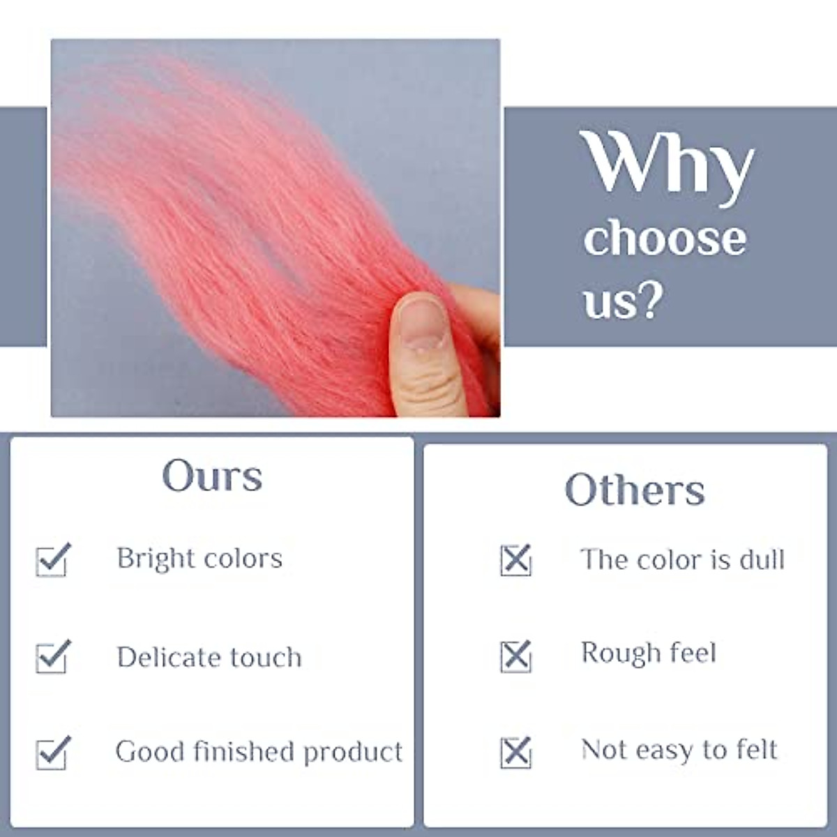 Wool Roving Yarn, 1.76oz Colored Natural Wool Roving,Wool Felting Supplies Pure Wool Chunky Yarn Wool for Needle Felting, Wet Felting, handcrafts and Spinning (Fuschia Pink)