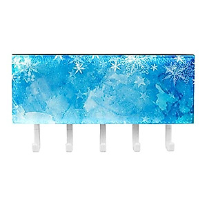 Self Adhesive Hooks Wall Mounted, Coat and Hat Hooks Rack, Snowflake Blue Pattern Towel Hanger Hook, Door Bathroom Kitchen Bathroom Decor