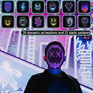 COKOTEE Led Mask, Light up Mask with Gesture Sensing, Face Transforming Masks for Halloween Festival Cosplay Costume Masquerade Parties, gifts