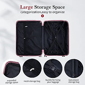 Widfre Luggage Sets 3 Pieces Carry on Suitcase Hardshell Lightweight Travel with Double Spinner Wheels Locks TSA Approved (Red)