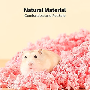 BUCATSTATE Hamster Paper Bedding, 2LBS/900g Dust-Free and Odor Control Paper Litter for Syrian Dwarf Hamsters Gerbils Mice Lemming Degus Reptile Birds (Pink)