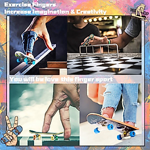 Aestheticism Finger Skateboards Kit 11 PCS, Finger Boards for Kids, Fingerboard Ramps Toys Set with Skateboards, Ramps, LED Skateboard, Screwdriver - Bigger Skateboard Ramp for Finger Board Training