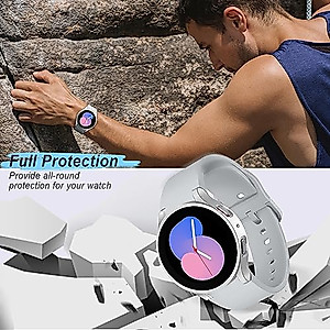 Hard PC Case for Samsung Galaxy Watch 5 Screen Protector 40mm 44mm,with Tempered Glass Built in Cover for Samsung Galaxy Watch 4 40 mm 44 mm Protective Case Face Cover Bumper Accessories [4 Pack]