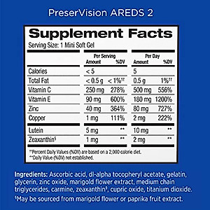 PreserVision AREDS 2 Eye Vitamin & Mineral Supplement, Contains Lutein, Vitamin C, Zeaxanthin, Zinc, Copper & Vitamin E, 100 Softgels (Packaging May Vary)