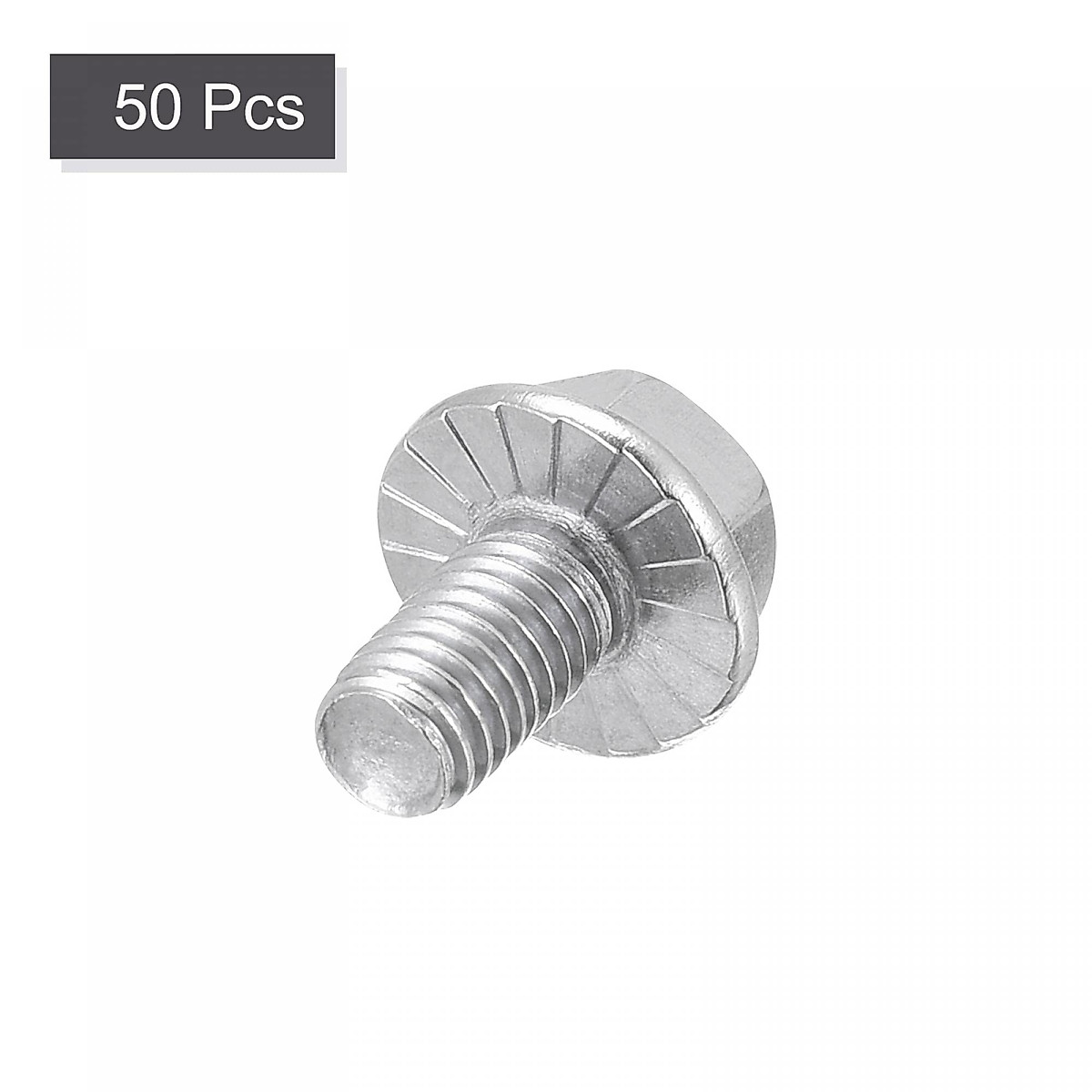 uxcell M5x8mm Hex Serrated Flange Bolts Screws Metric Thread 304 Stainless Steel 50pcs