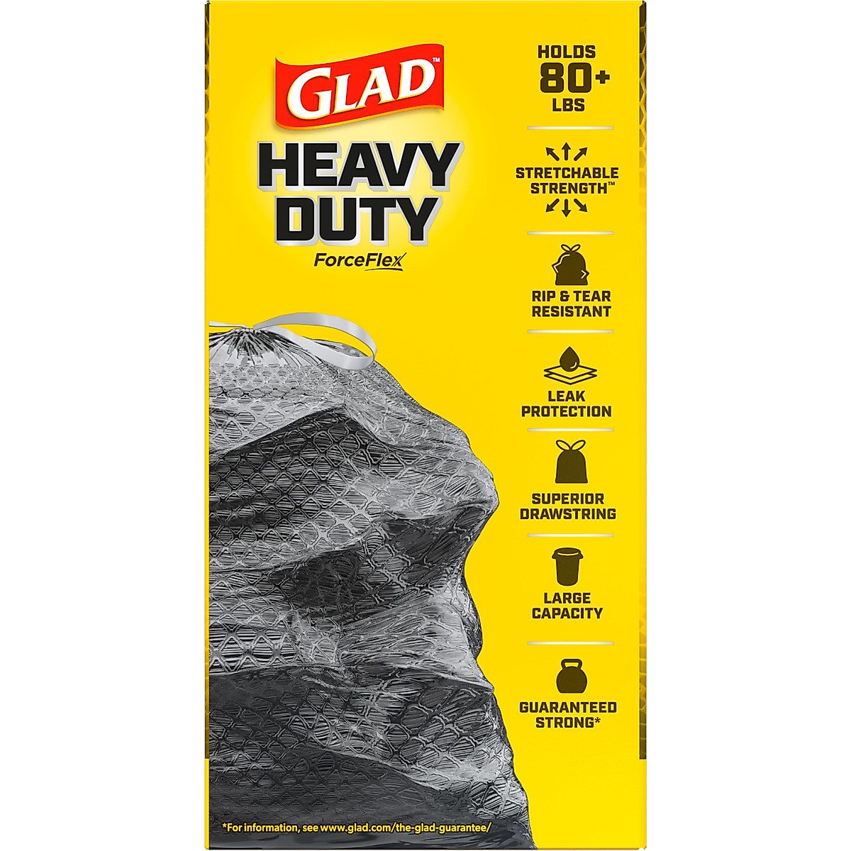 GLAD ForceFlex Large Drawstring Trash Bags, 30 Gallon Black Trash Bags for Large Kitchen Trash Can, Mountain Air Scent to Eliminate Odors, 50 Count (Package May Vary)