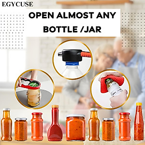 EGYCUSE Jar Opener Bottle Opener for Elderly Sufferers Children Weak Hands Seniors with Arthritis Can Opener Jar Lid Opener Jar Gripper Pad Silicone Handle 5-in-1 Multi-functional 3 Pc Set