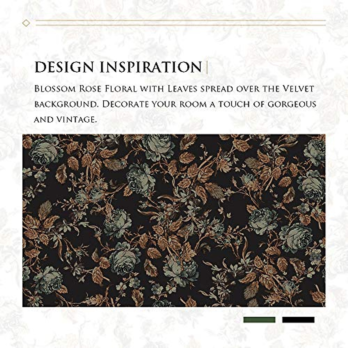 StangH Black Velvet Curtains 84 inches Long - Printed Floral Design Home Decoration Luxury Thermal Insulated Blackout Window Treatment Set for Living Room, 52x84-inch, 2 Panels