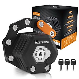 ICOCOPRO Folding Bike Lock with 3 Keys, 2.8 FT Bicycle Lock Compact Bike Locks Anti Theft, High Security Scooter Lock Bike Lock Combination, Heavy Duty Bike Chian Lock with Bracket