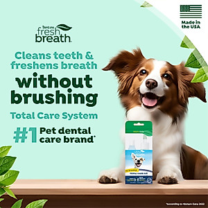 TropiClean Fresh Breath No Brush Total Care Kit | Dog Dental Hygiene| Dog Teeth Cleaning Made Easy | Water Additive No Brushing Toothpaste for Dogs