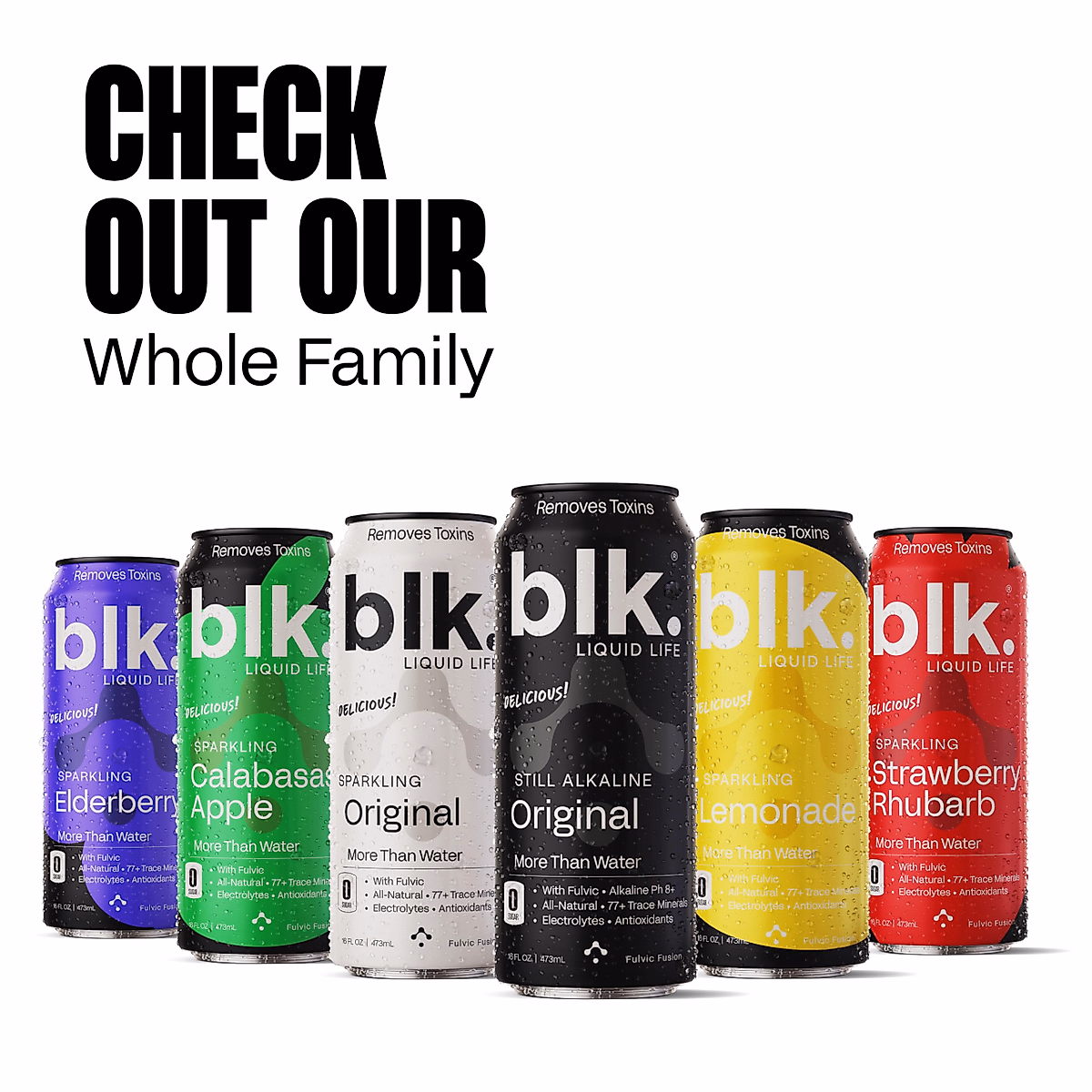 blk. Natural Alkaline Sparkling Mineral Electrolyte Infused with Fulvic and Amino Acids, Zero Sugar, Zero Calories Drink, Strawberry Rhubarb Flavored, 16 oz, 12 pack