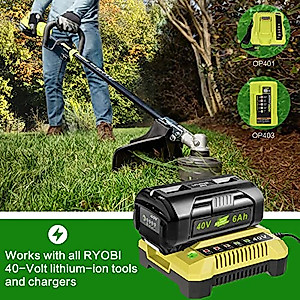 Futurebatt [2-Pack] High Output 6.0 Ah! 40 Volt Replacement Battery for RYOBI 40V Power Tools OP4026 OP40201 OP4030 OP4040 OP4050 OP4060 for RYOBI 40V Batteries
