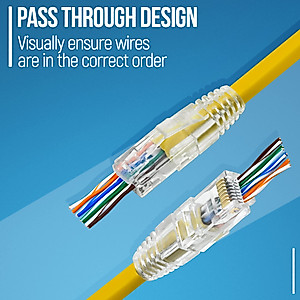GTZ RJ45 Cat6 Pass Through Connectors and Strain Relief Boots - Pack of 100/100 - EZ to Crimp Modular Plug for Solid or Stranded UTP Network Cable