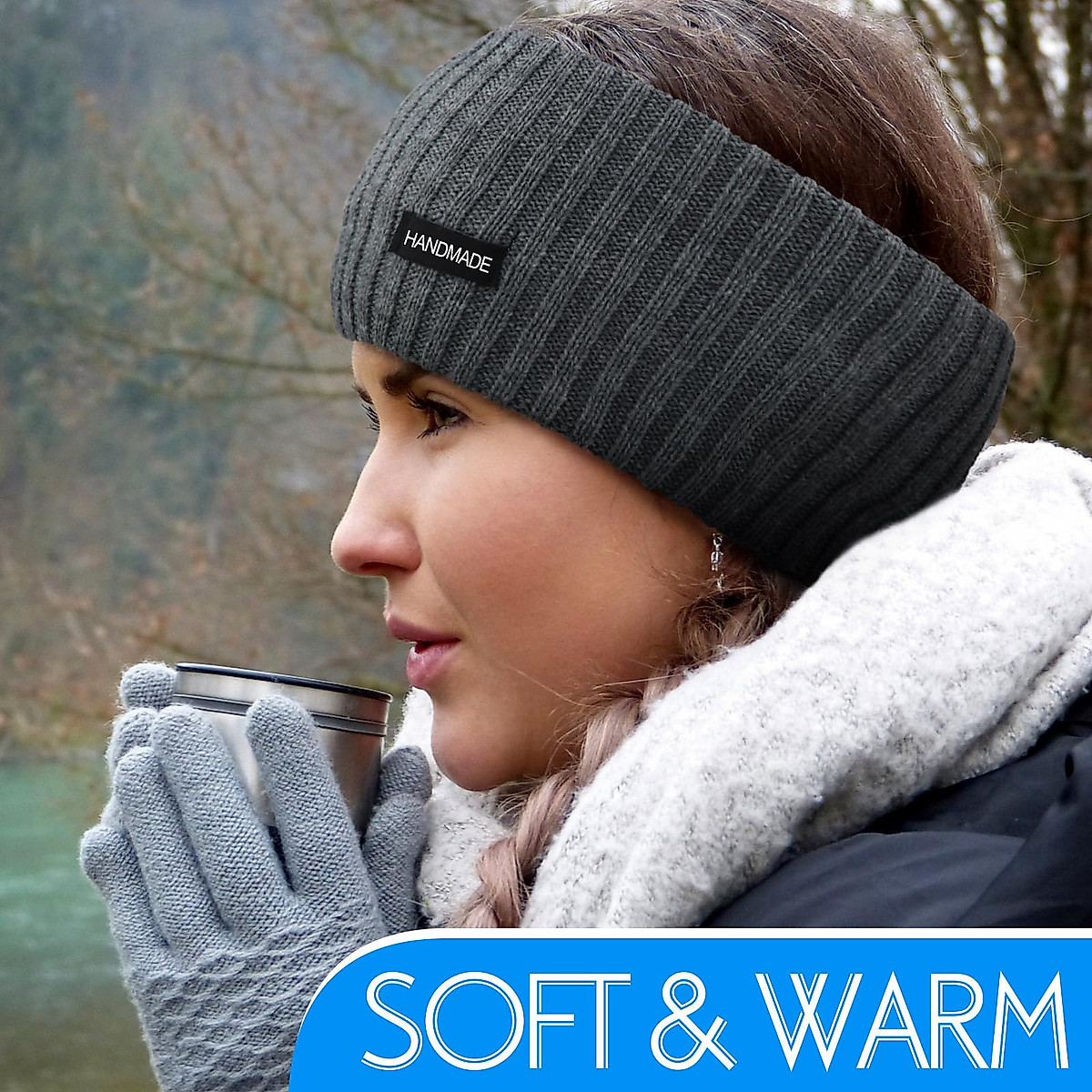 4 Pieces Knit Headbands Winter Ear Warmers Crochet Knit Headbands Elastic Turban Head Wraps Chic Hair Scrunchies Headbands for Women Girls