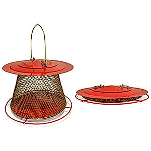 Collapsible Hanging Mesh Wild Bird Feeder - for Red Cardinals, Finch, Perching, Clinging and Hanging Birds - All Metal Premium Construction and Zinc Plated Resists Rust - by Squirrel Guard