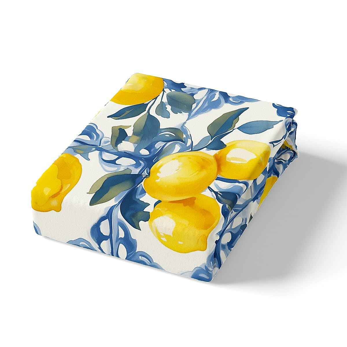 Feelyou Lemon Kids Duvet Cover Queen Size, Yellow Lemon Bedding Set Fruit Comforter Cover Blue Boho Bedspread Cover Kids Room Decor Breathable Quilt Cover (No Comforter)