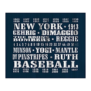 New York Yankees- Baseball Sports Wall Decor- MLB Players Vintage Wall Art Print, Unique Retro Baseball Typographic Wall Art Is Perfect For Home Decor, Office Decor, & Man Cave Decor. Unframed-10x8