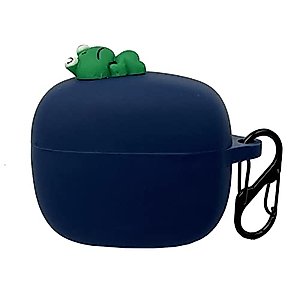 Cartoon Kawaii Case for JBL Tune 215TWS Earbuds, Seadream Portable Cute 3D Animal Cartoon Silicone Scratch Shock Protective Cover with Carabiner (Sleeping Frog)