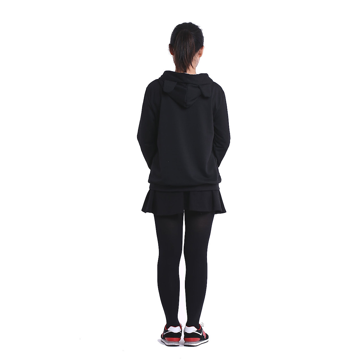 SAIANKE Womens Hoodies Pet Holder Cat Dog Kangaroo Pouch Carriers Pullover - Medium - Black