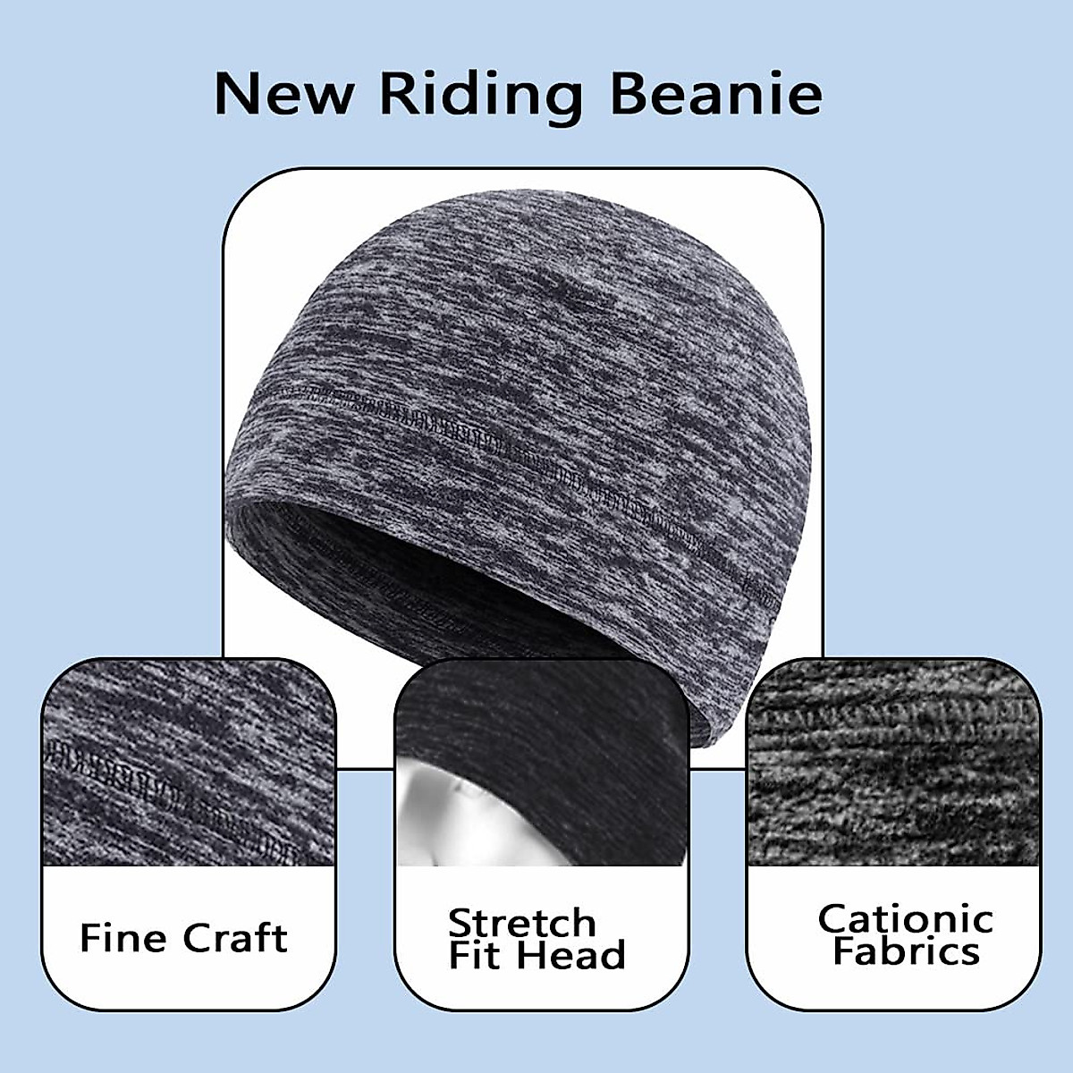 CHOWMI Winter Skull Cap Hat Thermal Stretchable Cycling Cap Polar Fleece Beanies Head Warmer for Men Women (Hemp Black)…