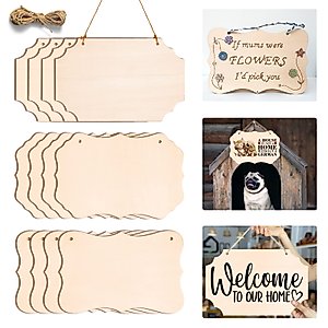12Pcs Unfinished Wood Crafts, Rectangle-Shaped Wood Plaque for Carfts, DIY Wood Sign for Door Hanger, Wood Burning, Painting, St. Patrick's Day Crafts Home Decor, 8.8 x 5.7 Inches