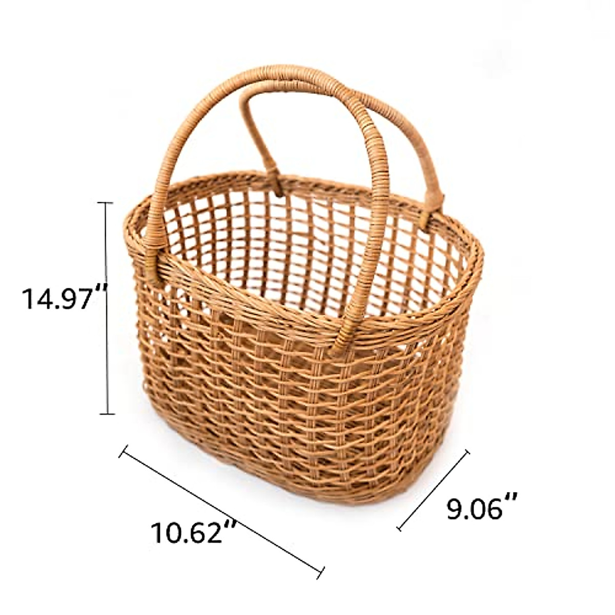 LiLaCraft Rattan Wicker Baskets for Gifts, Wicker Baskets with Handles, Natural Handwoven Wicker Picnic Baskets With Lid, Rattan Storage Baskets for Gardening, Rattan Fruit Basket
