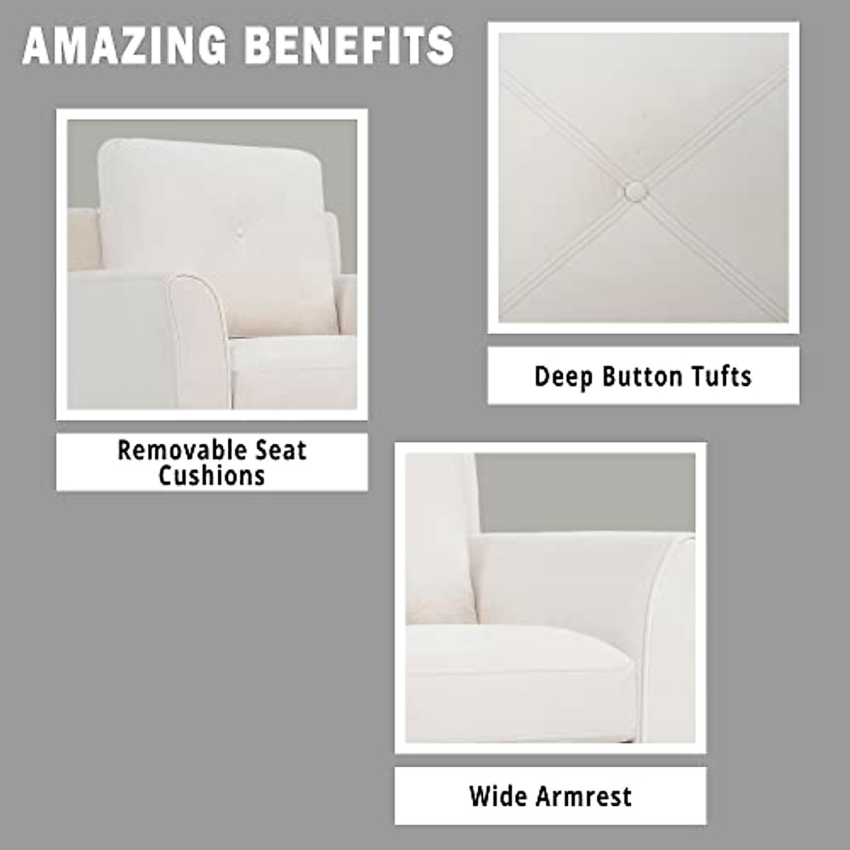 Raelynn Button Tufted Sofa Affordable Cream Modern Sofa for Budget-Conscious Buyers Microfiber Couch for Small Spaces Durable Sturdy Living Room Furniture Tool-Free Assembly and Easy Maintenance