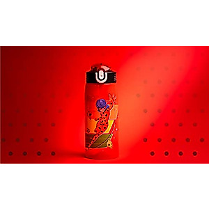 Zak Designs Miraculous Ladybug Water Bottle For School or Travel, 25 oz Durable Plastic Water Bottle With Straw, Handle, and Leak-Proof, Pop-Up Spout Cover