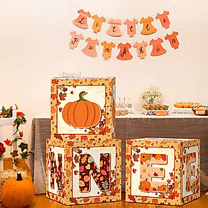 Little Pumpkin 1st Birthday Fall Decorations Balloon Boxes,3pcs One Boxes in Fall Little Pumpkin Theme for First Birthday Baby Party Decorations Supplies
