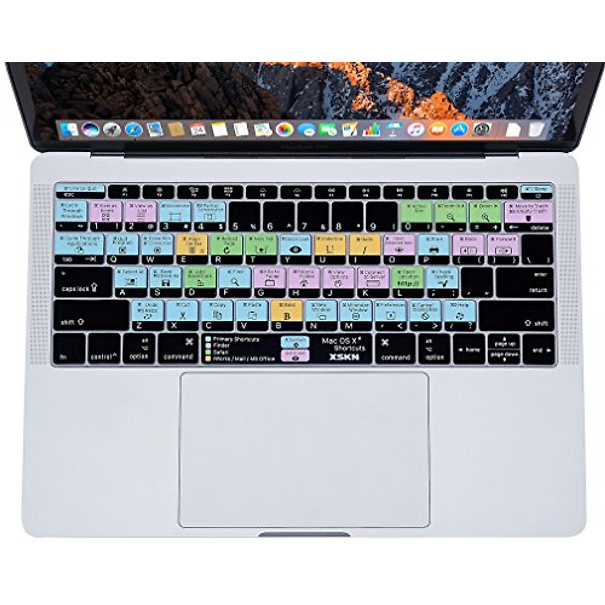 XSKN Shortcut MAC OS X Keyboard Skin Cover for Apple New MacBook Pro 13 (Model A1708, No Touch Bar) & Apple MacBook 12 (Model A1534) (US Layout)