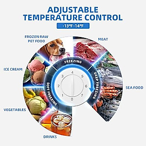 Aplancee 10 Cu.Ft. Chest Freezer 1 Removable Basket Deep Small Compact Freezer Top Door 7 Temperature Control from -13℉-14℉ Energy Saving Home Restaurant Kitchen Office RVs White