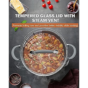 Cook N Home Stainless Cookware Sets Basic Pots and Pans, 12-Piece, Stainless Steel Grey Silicone Handle