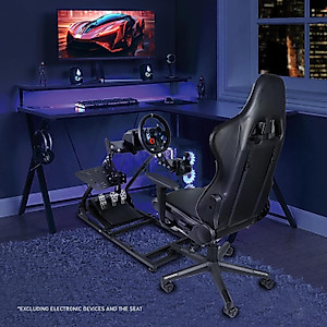 Supllueer Foldable Flight Sim Stand with Multiple Shift Panels fit for Logitech X52 X56 G27 G29, Thrustmaster Hotas Warthog, Flight Simulator Cockpit without Wheel Pedal Shifter Seat