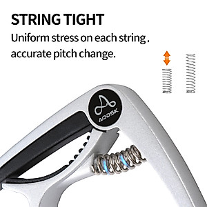 AODSK Capo for Electric Guitar Acoustic Guitar String Steel Ukulele Capo Metal Material Black with 3 pick