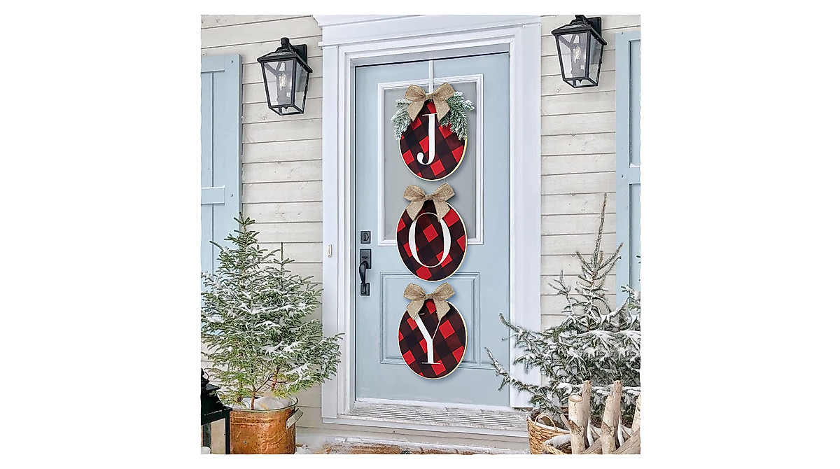 ORIENTAL CHERRY Christmas Wreath - JOY Sign Decor