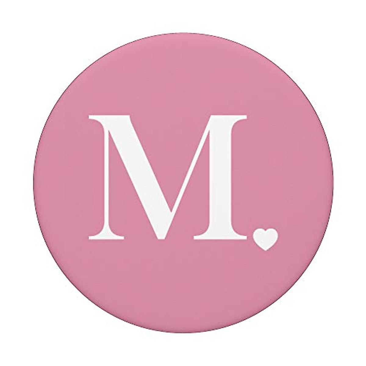 Peony Pink White Monogram Letter M Initial Heart Design PopSockets Swappable PopGrip