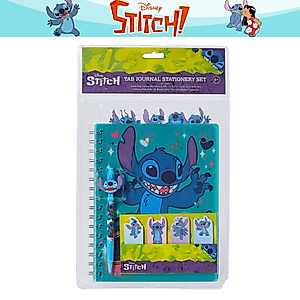 Innovative Designs Disney Stitch Tab Journal Spiral Notebook, Ballpoint Pen, Sticky Tabs, 96 Lined Pages, Blue